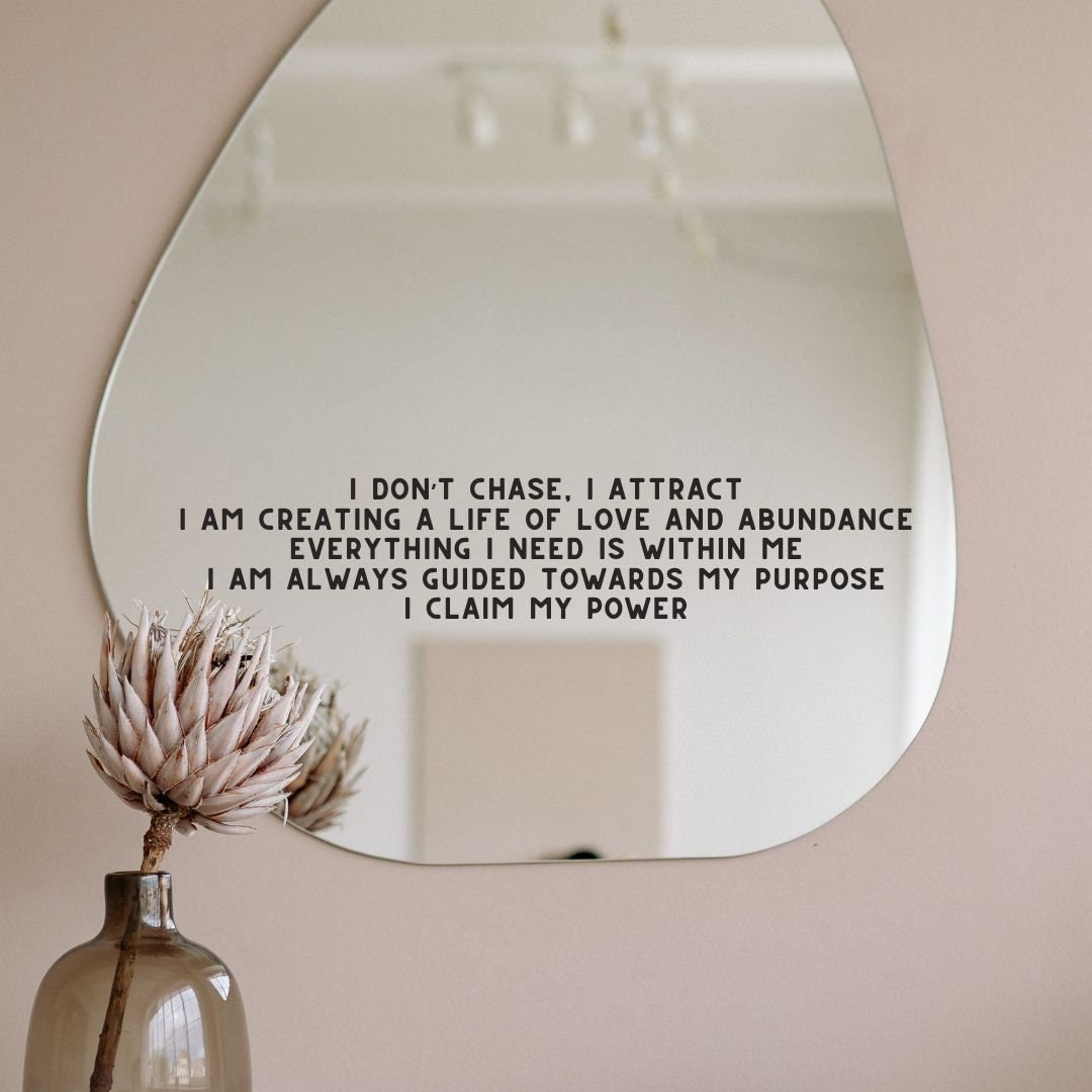 Daily Affirmations Mirror Sticker - Cute Mirror Decal - Trendy Mirror ...