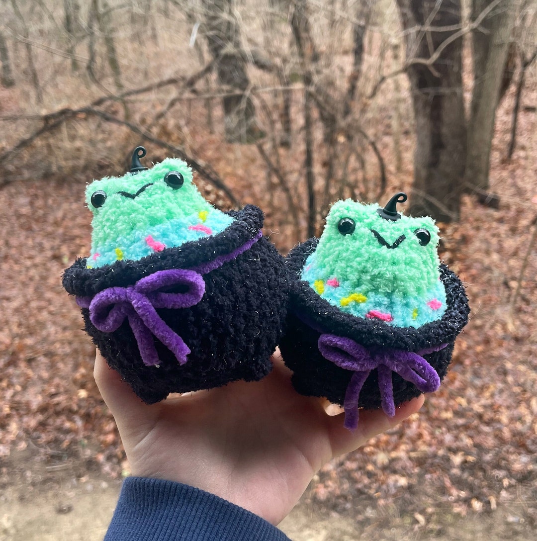 Crochet Witchy Frog in Cauldron Handmade Amigurumi Plushie Cute ...