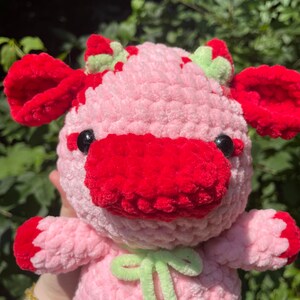 Crochet Strawberry Cow, Strawberry Themed Plushie, Stuffed Animal Toy ...
