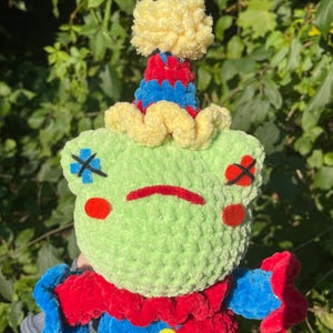 Crochet Clown Frog, Jester Themed Plushie, Plush Toy, Clowncore ...