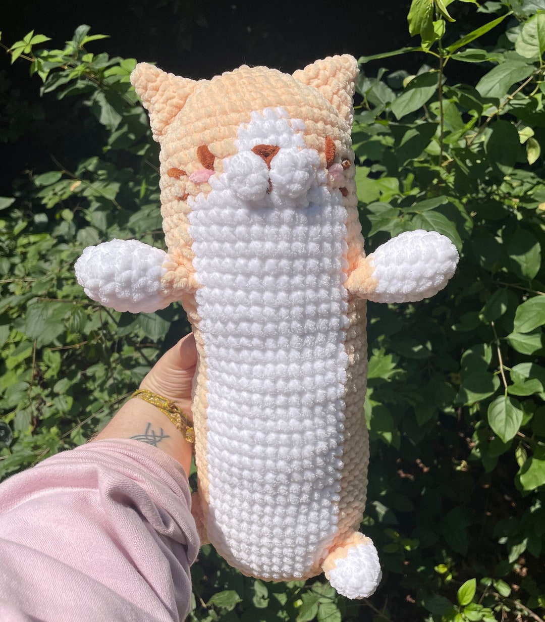 Crochet Long Cat Plushie Handmade Plush Silly Gift Toy Cuddly Stuffed ...