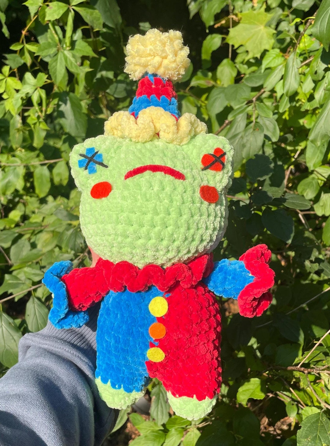 Crochet Clown Frog, Jester Themed Plushie, Plush Toy, Clowncore ...