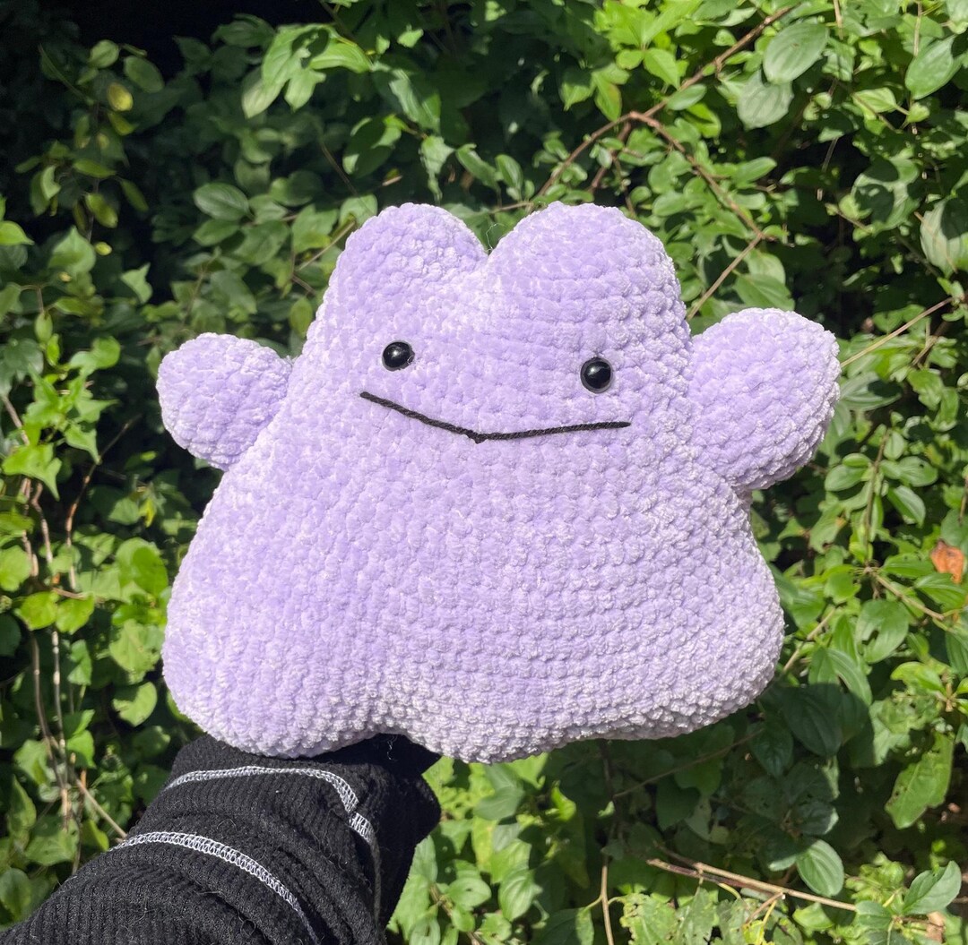 Crochet Ditto Inspired Plushie, Pokémon Collectable Plush, Stuffed ...