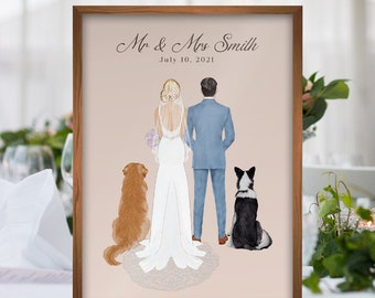 Personalized Wedding Print With Dog Gift for Bride Gift for - Etsy