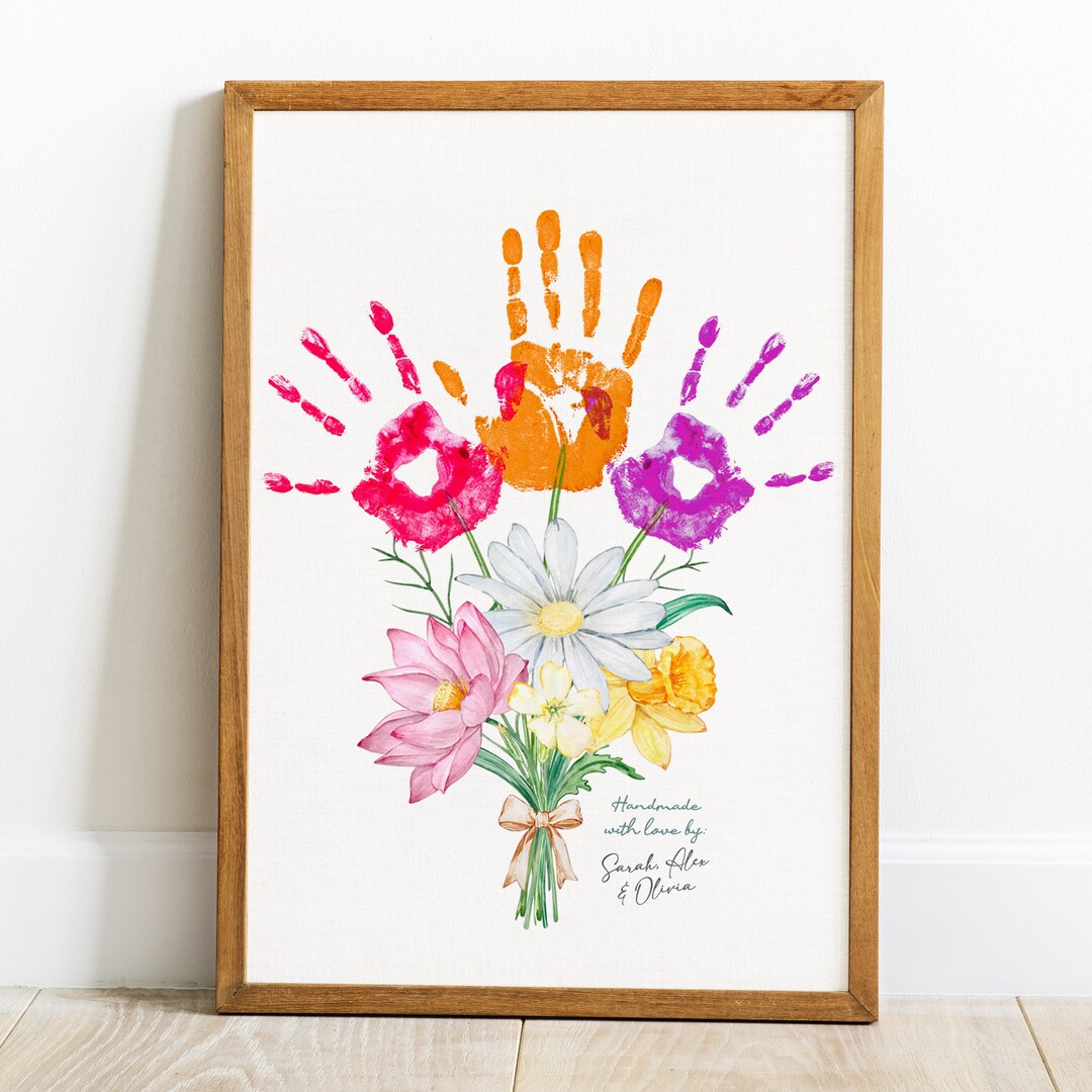 Mothers Day Flower Handprint Art Bundle, Mother's Day Gift, Mom Craft ...