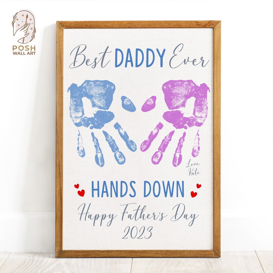 DAD Handprint Footprint Art Craft, Father's Day Gift for Dad, DIY Baby ...