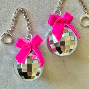 Disco Ball Pink Bow Metal Grommet Choker Necklace Black Silver ...