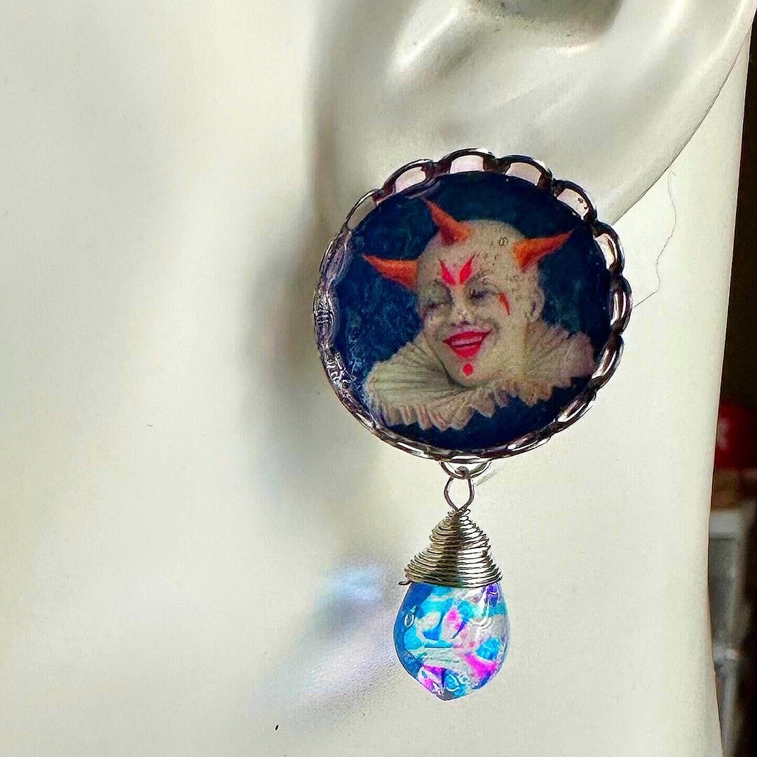 Murderous Clown Portrait Dangle Button Stud Earrings - Etsy