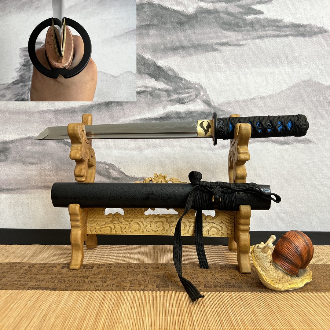 Handmade 1095 Steel Japanese Straight Tanto With Clay Temperd Real ...