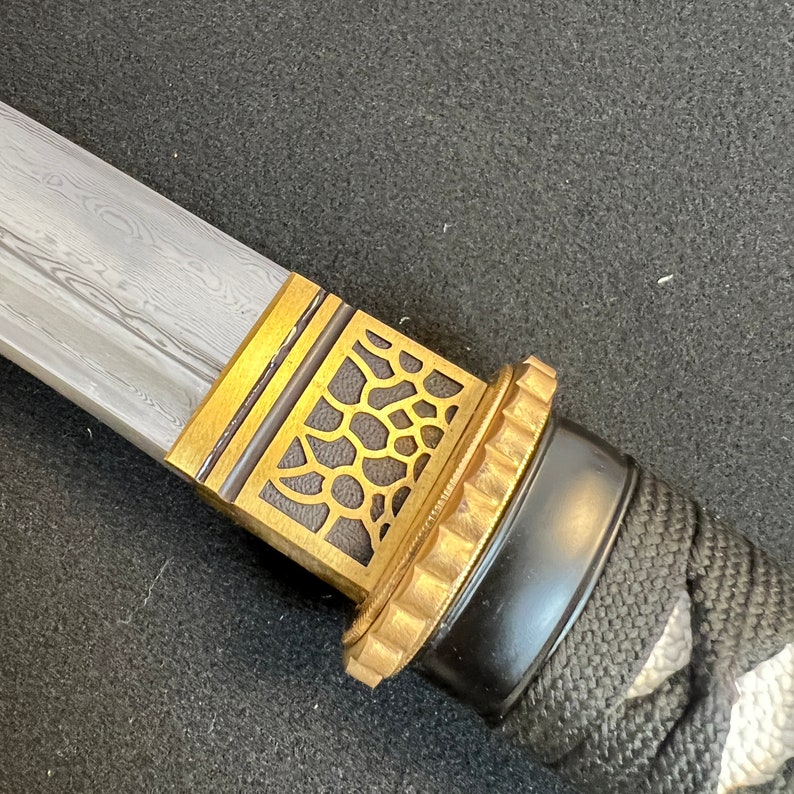 Handmade Damascus Steel Japanese Tanto Clay Temperd Double Blood Groove ...