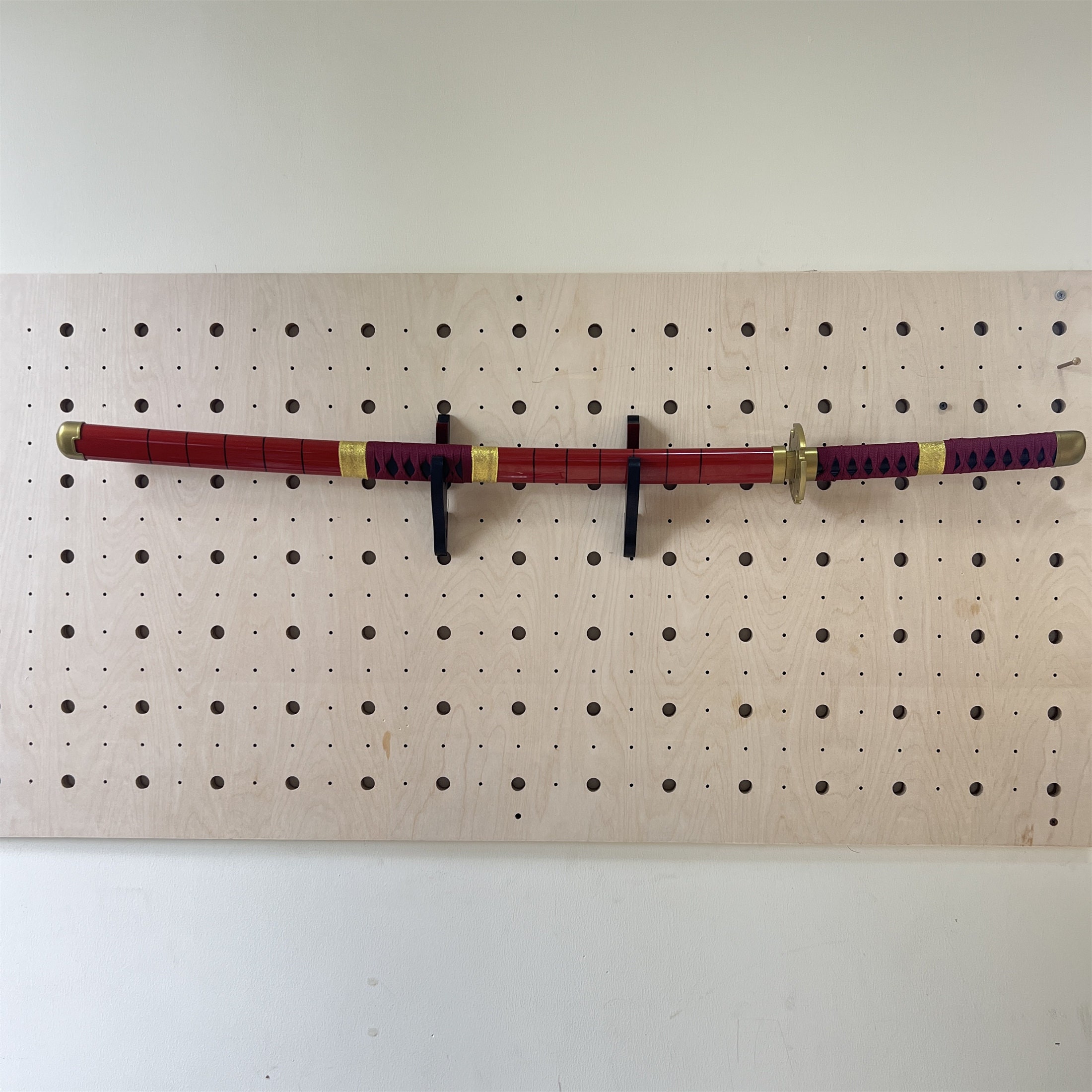 Adjustable Wood Minimalist Katana Sword Wall Mount 1 Pair Custom Saber ...