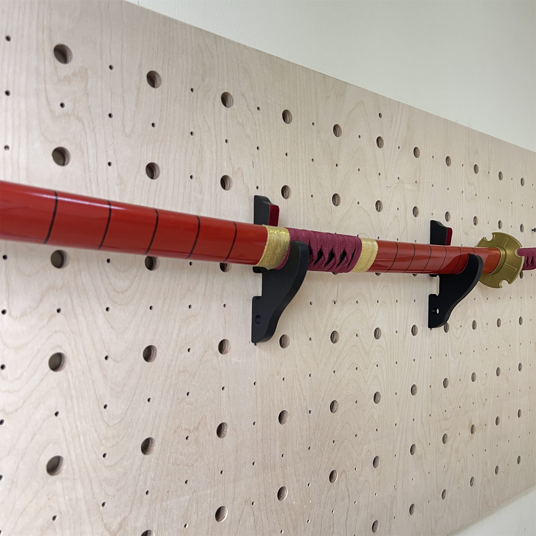 Adjustable Wood Minimalist Katana Sword Wall Mount 1 Pair Custom Saber ...