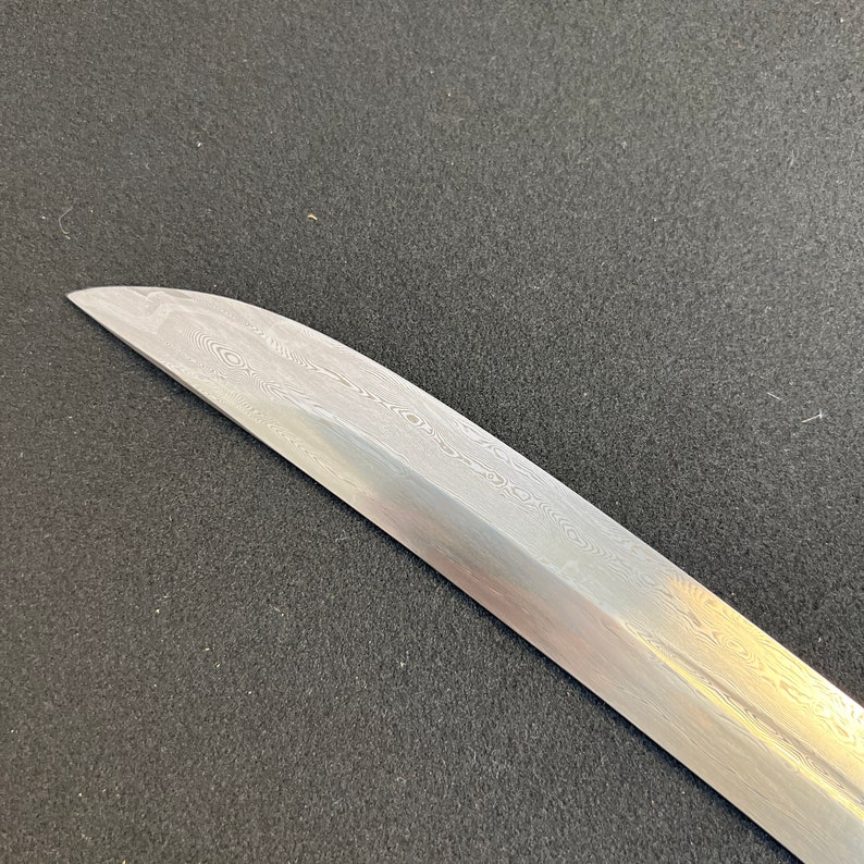 Handmade Damascus Steel Japanese Tanto Clay Temperd Double Blood Groove ...