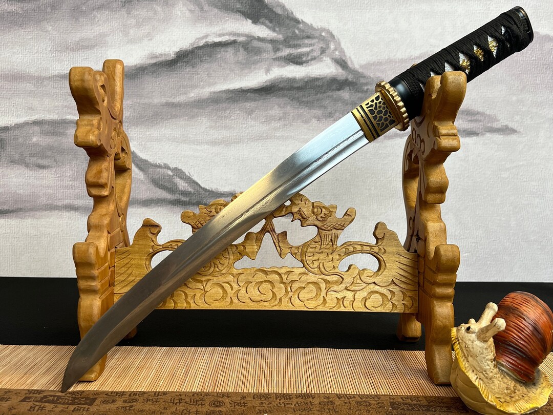 Handmade Damascus Steel Japanese Tanto Clay Temperd Double Blood Groove ...