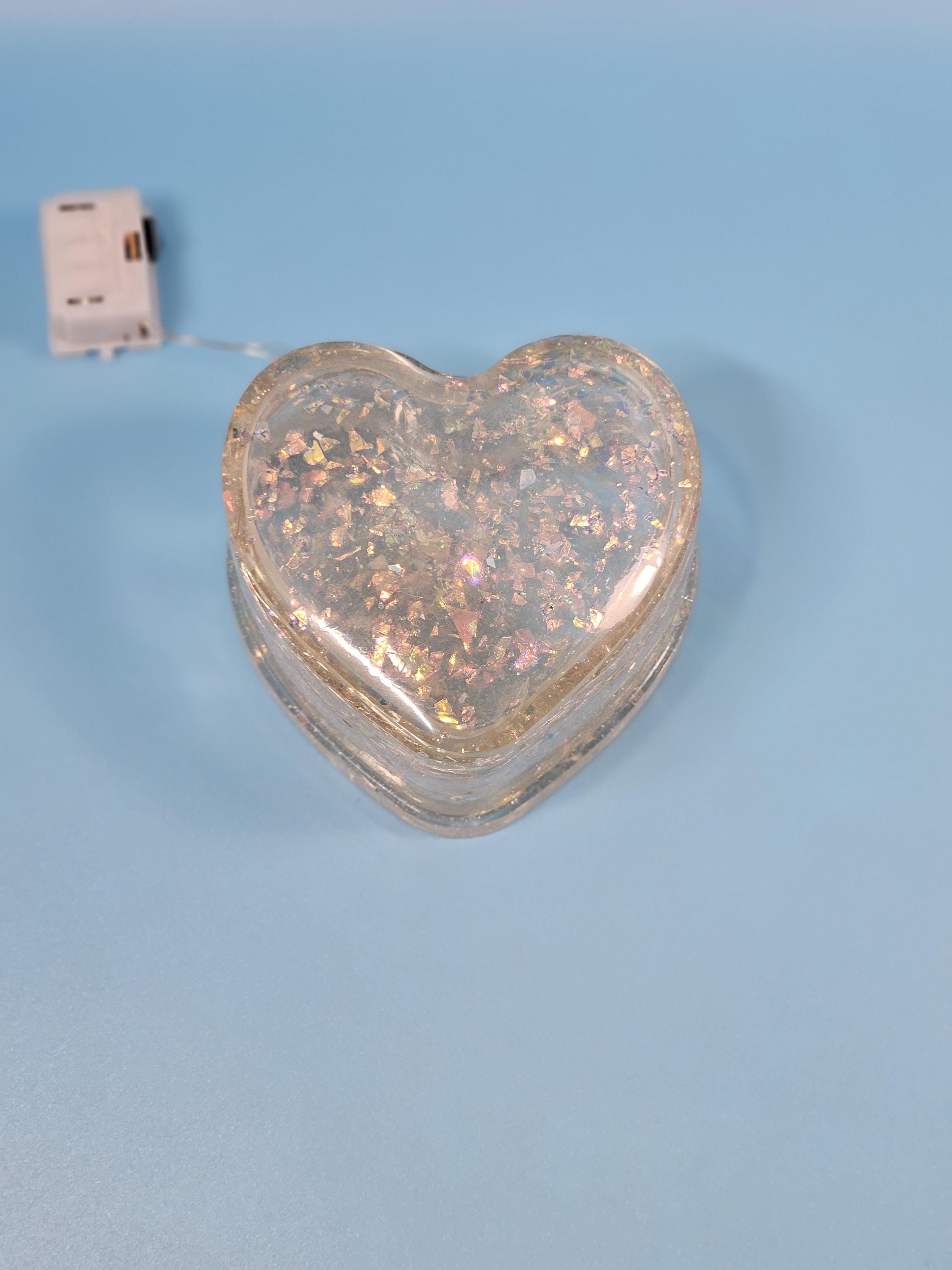 Light-up Resin Heart Jewelry Box: Glitter Treasure Stash With Fairy ...