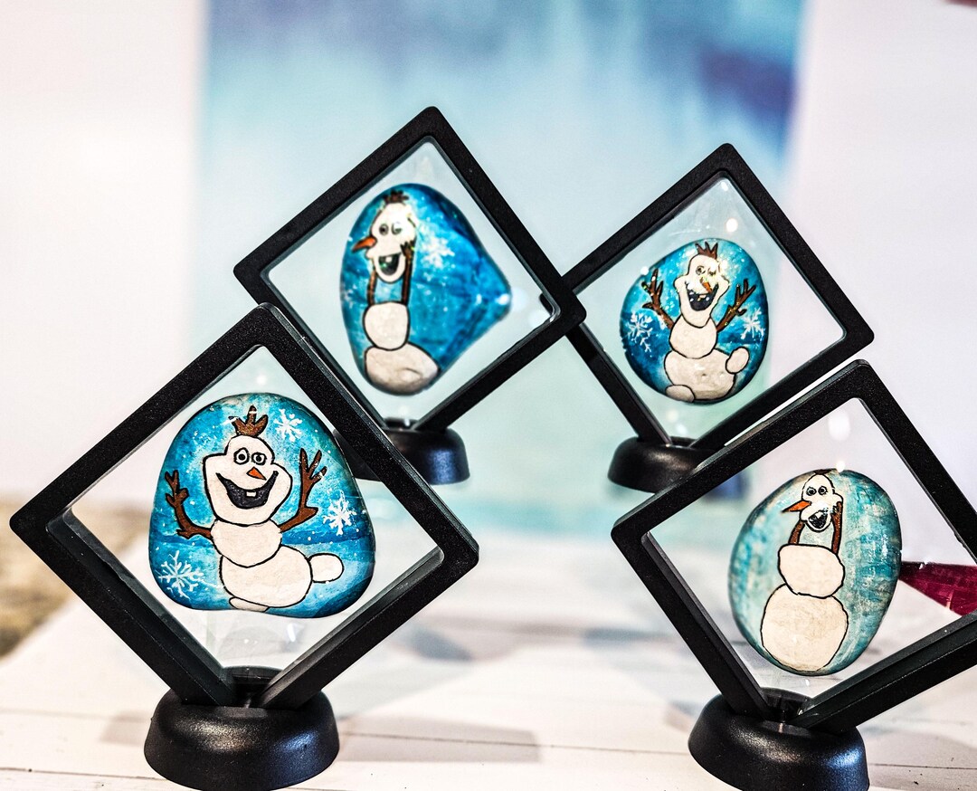 4 Olaf the Snowman From Frozen, Hand Painted River Rocks, in Unique 3D ...