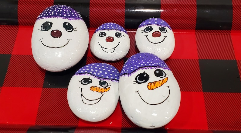 Snowman Painted Rocks Rocks, Cute Snowman Painting, Snowmen Rocks - Etsy