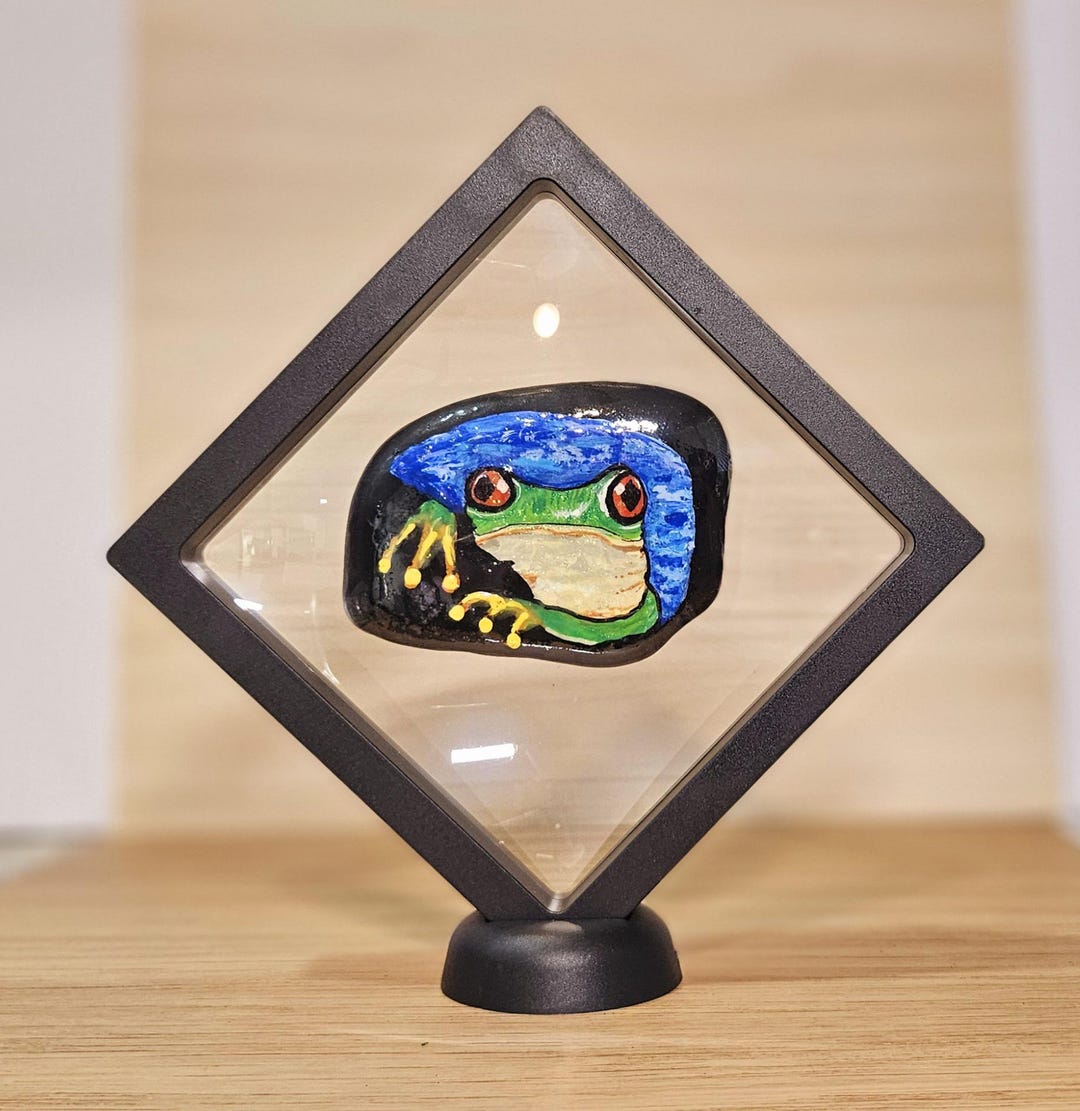Glow in the Dark Frog, Hand Painted Rock, Froggy Painting, Froggie Art ...