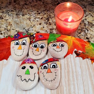 Scarecrow Painted Rocks, Colorful & Sparkly, Hand Painted. - Etsy