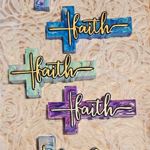 Handmade Faith Wall Cross, Purple & Pink Acrylic Pour, Easter Cross ...