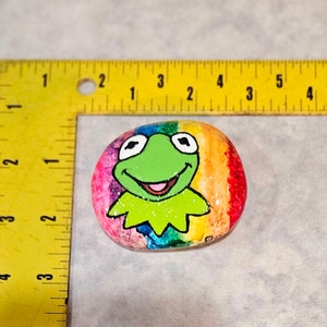 Hand-painted Kermit the Frog River Rock Pride Gift, Rainbow Kermit Art ...