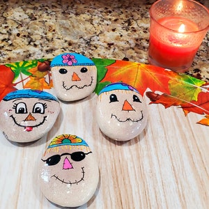 Scarecrow Painted Rocks, Colorful & Sparkly, Hand Painted. - Etsy