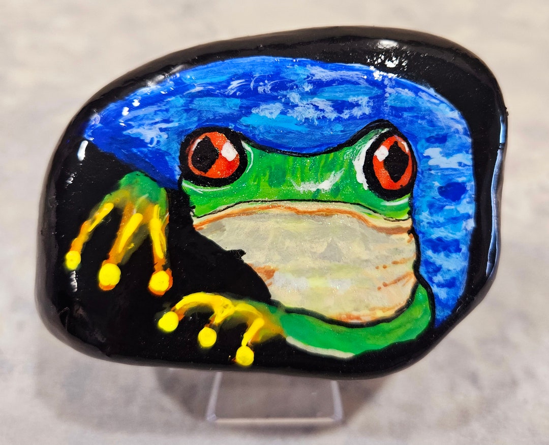 Glow in the Dark Frog, Hand Painted Rock, Froggy Painting, Frog Art ...