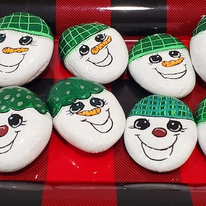 Snowman Painted Rocks Rocks, Cute Snowman Painting, Snowmen Rocks - Etsy