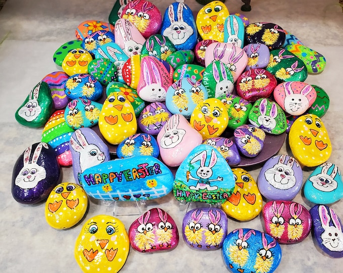 Funny Bunny Painted Rock SEALED Easter Painted Rocks - Etsy