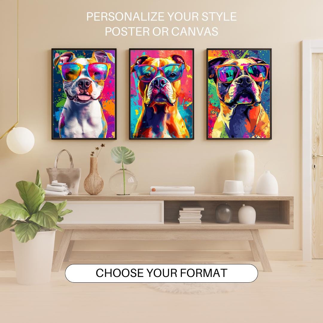 Poster Ou Toile De Chiens Pitbull | Illustration Maximaliste | Art ...