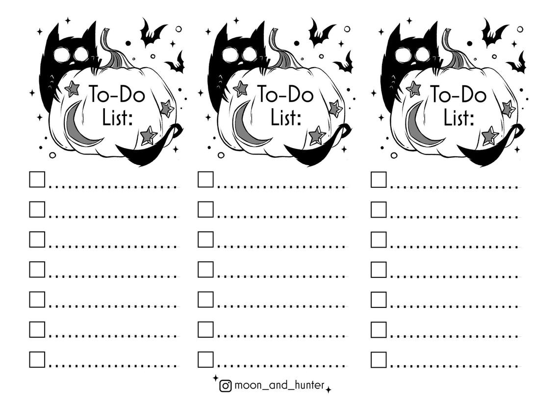 Pumpkin Spooky Cat To Do List Printable Planner Template - Etsy