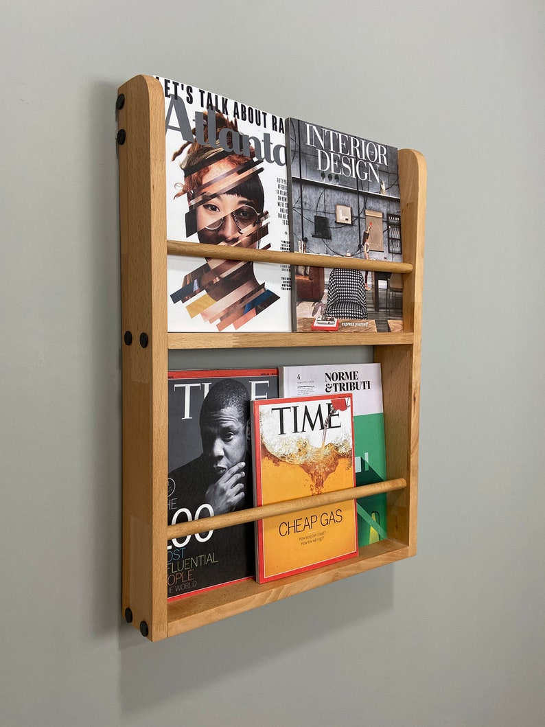 Wood Magazine Shelf Wall Mounted Magazine Rack Wall Hung - Etsy