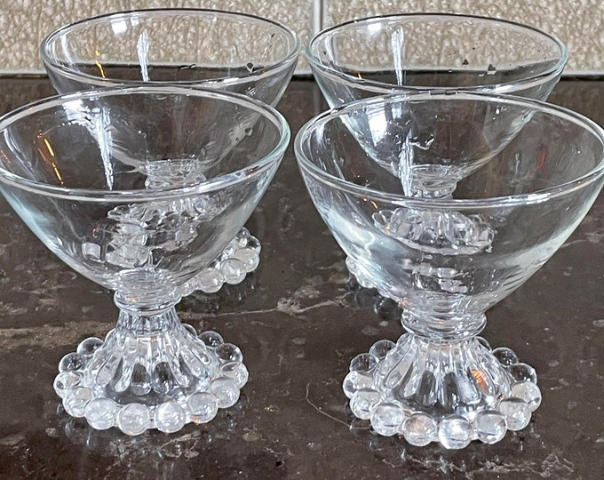 Anchor Hocking "boopie" Footed Glassware Set of Four Clear Glass Berwick Bubble Footed Glasses ...
