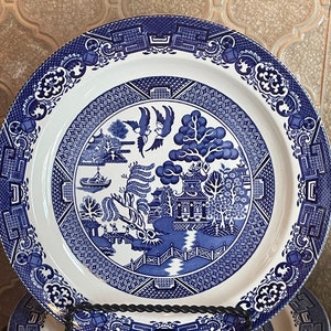 Woodware Blue Willow 12 Dining Pieces by Wood and Sons England Dinner ...