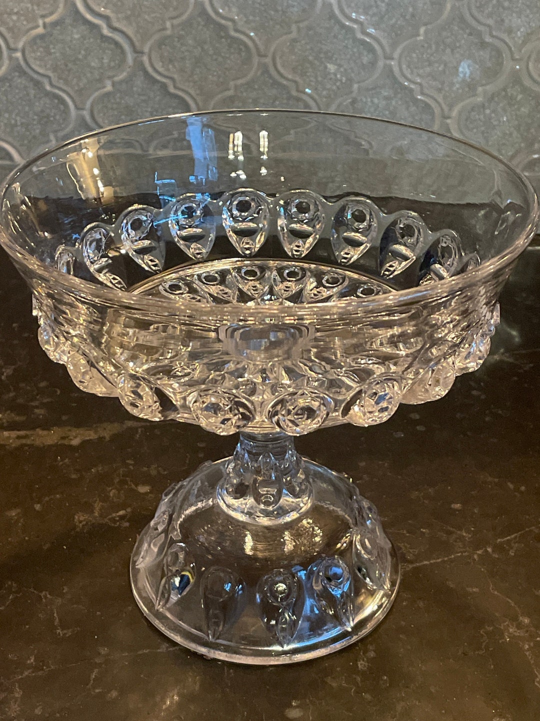 Antique EAPG Compote by Thompson Glass Company “torpedo” 1889 - Etsy