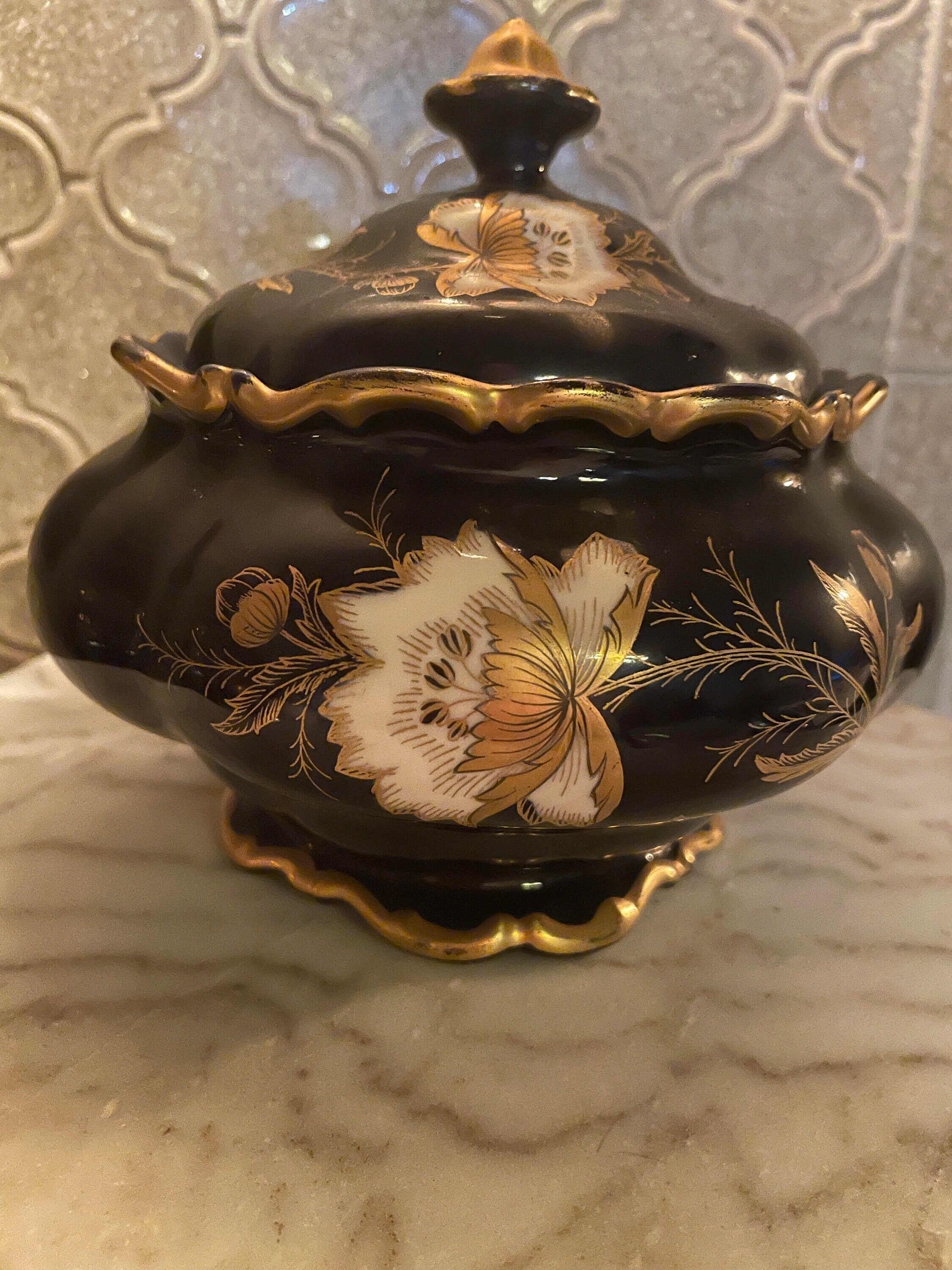 Linder Kueps Bavaria Isabel Cobalt Porcelain Bowl With 24K - Etsy