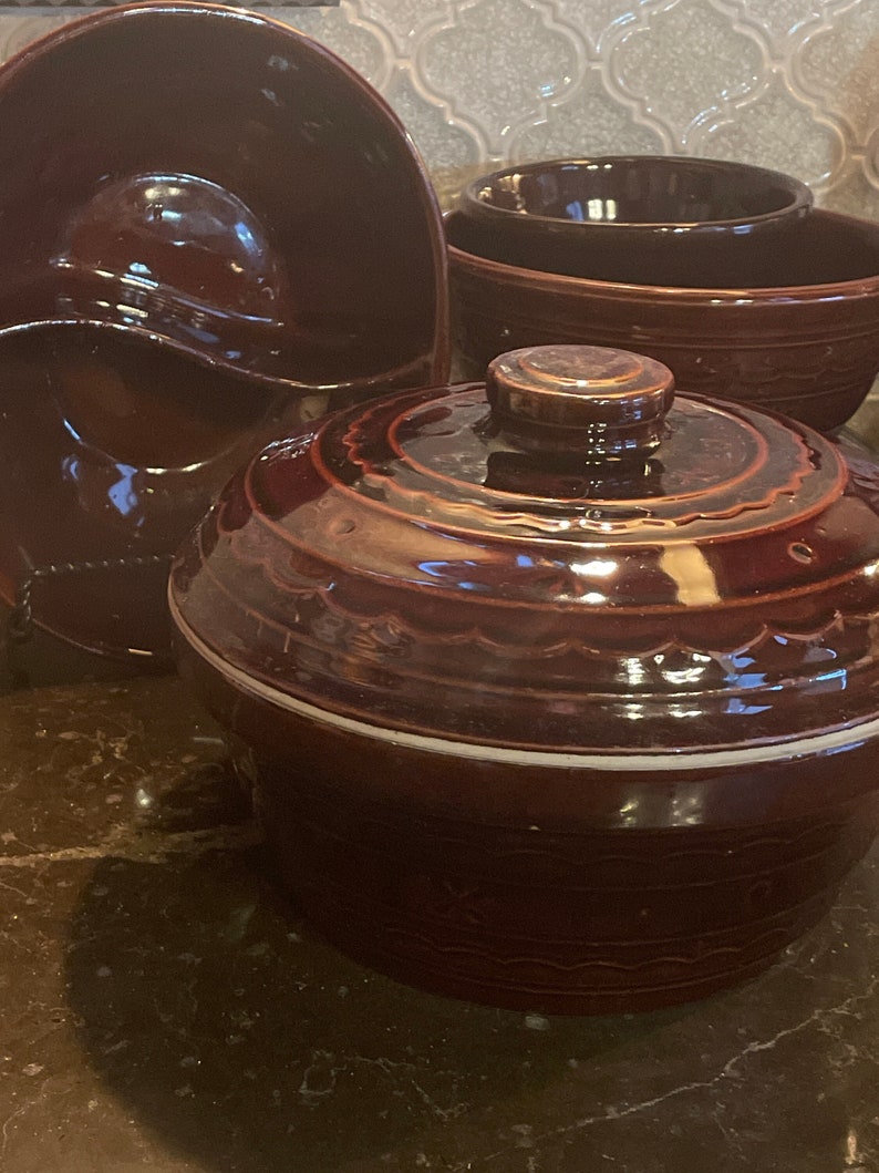 MARCREST OVEN Proof STONEWARE Daisy Dot Divided Vegetable Bowl Serving ...