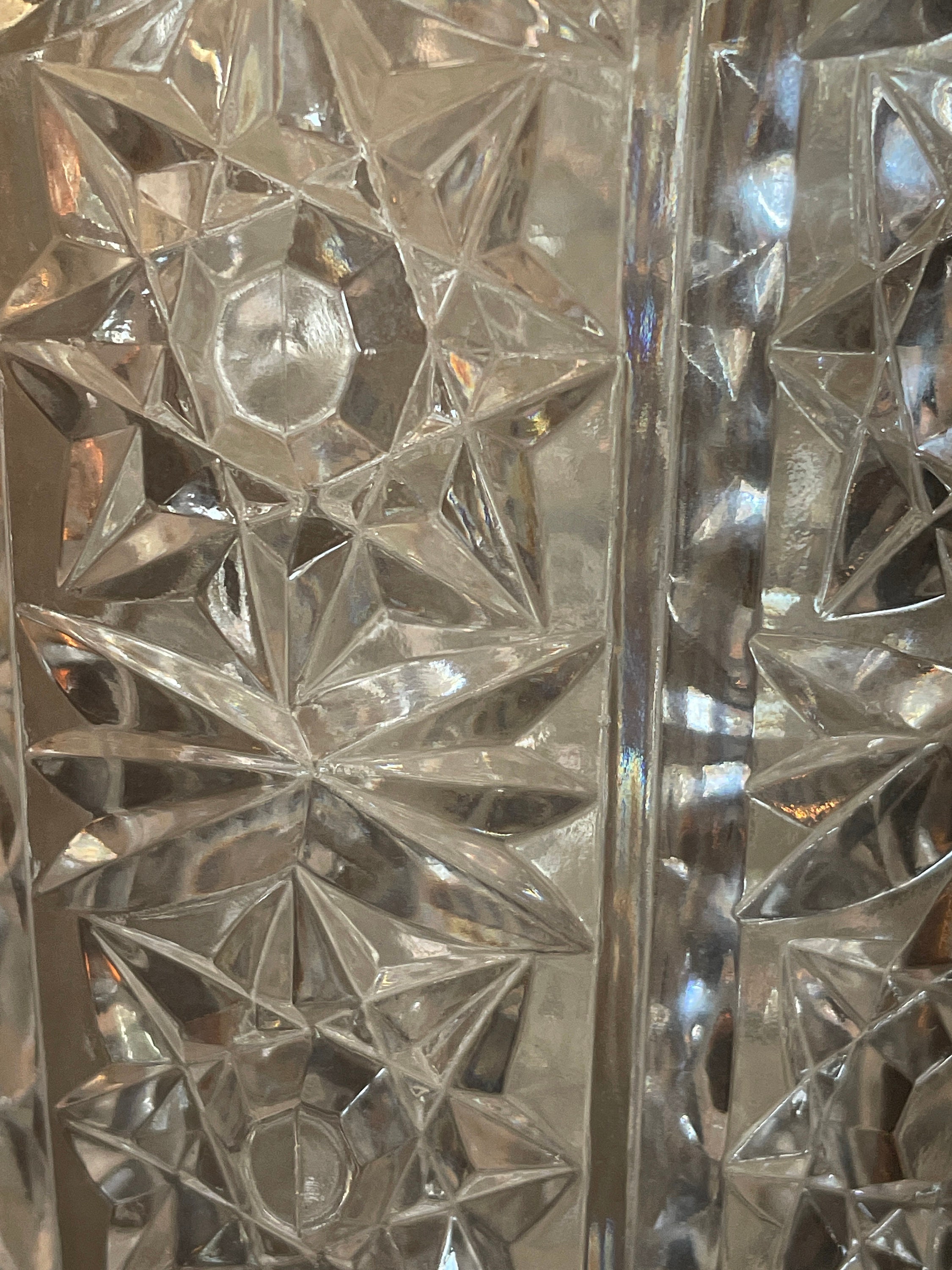 Vintage Hobstar Patterned Heavy Crystal Pitcher - Etsy