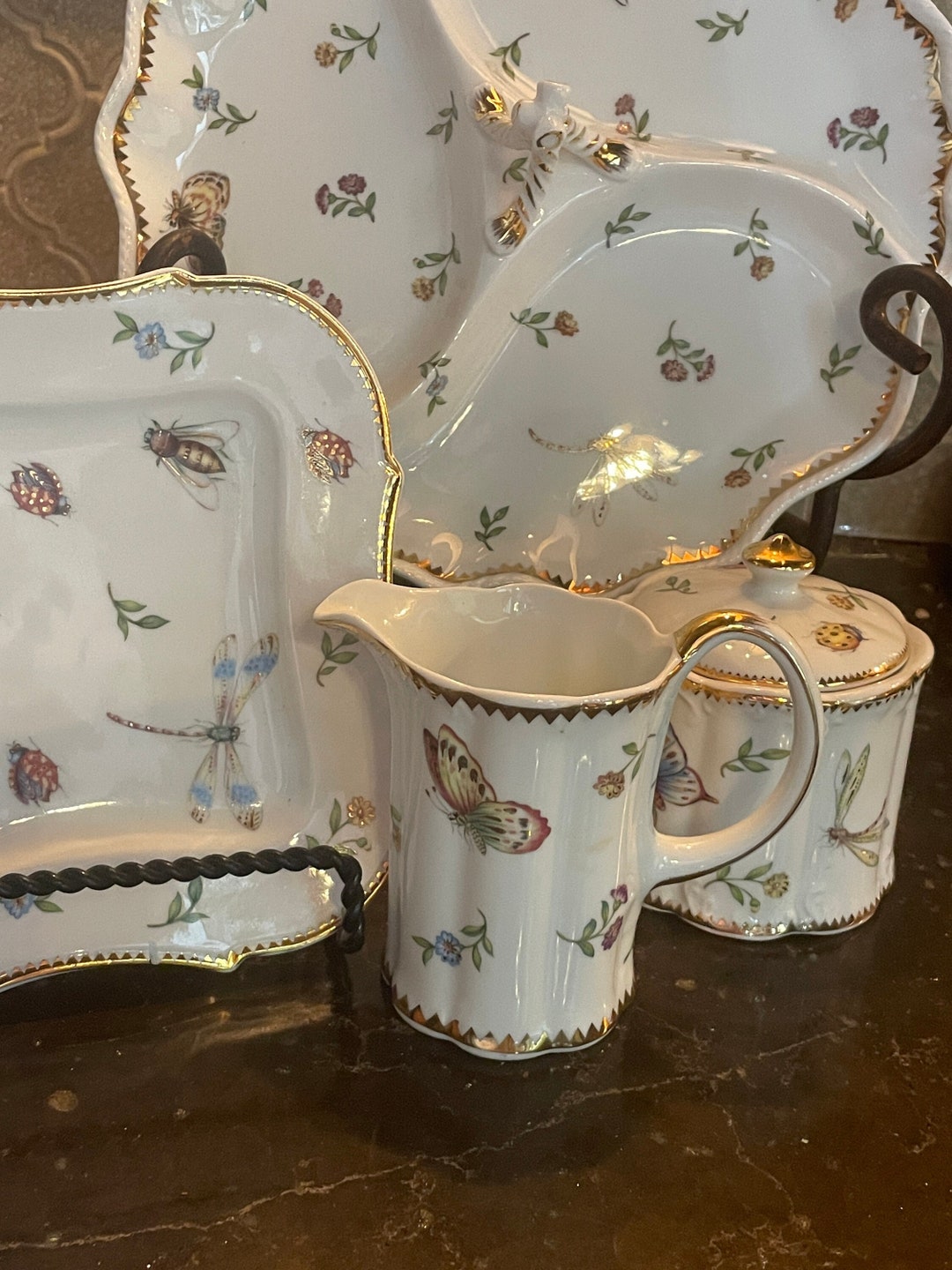 Vintage I Godinger Primavera Dessert Service Set Trays With - Etsy