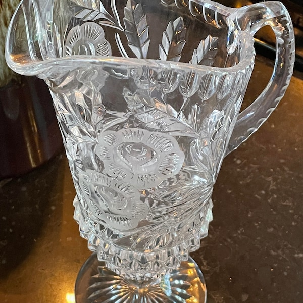 Antique Crystal Pitcher - Etsy