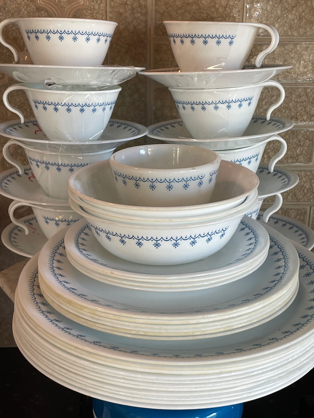 Corelle Snowflake Garland Blue Dinnerware Pieces - Etsy