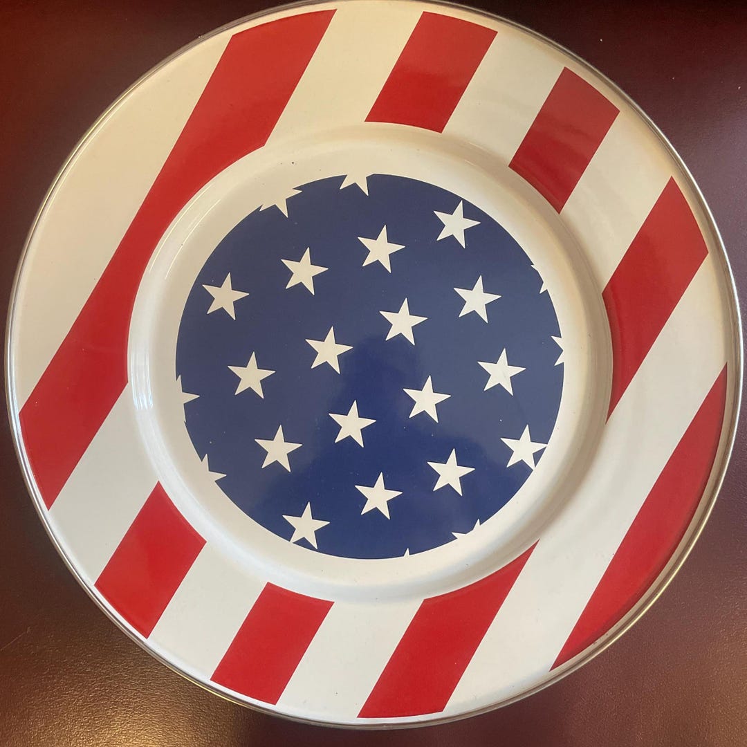 Vintage Patriotic Enamelware Plate: American Flag, Stars & Stripes - Etsy