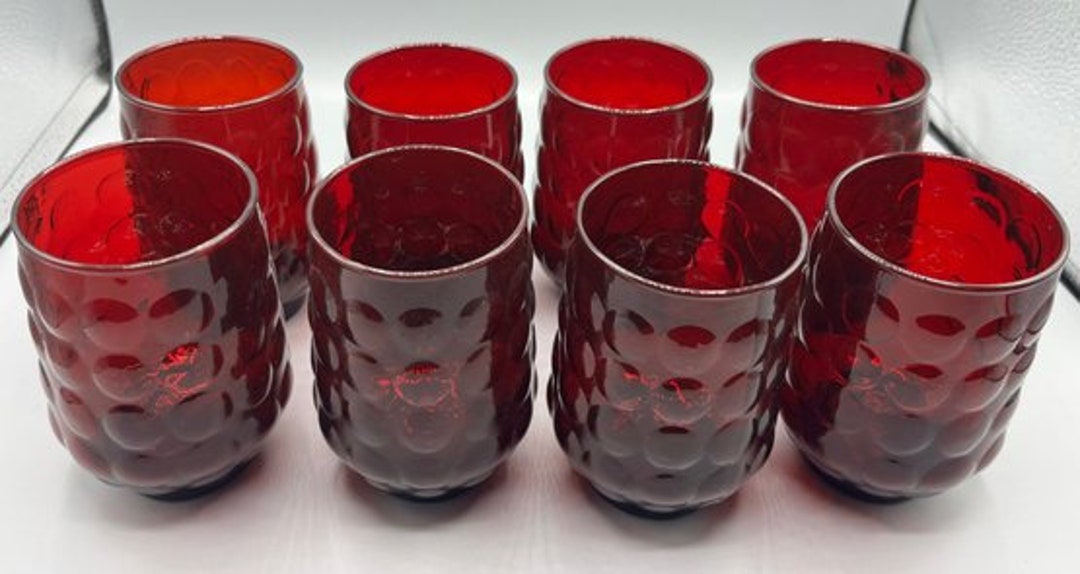 Anchor Hocking (set 6) Royal Ruby Red Bubble Pattern Tumblers - Etsy