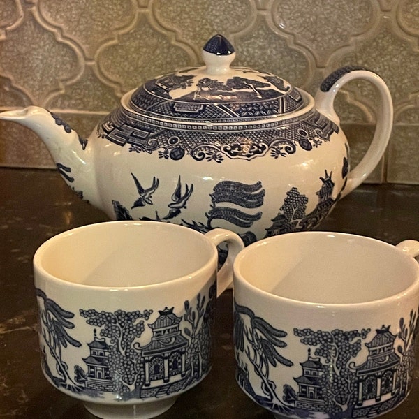 Blue Willow Teapot - Etsy