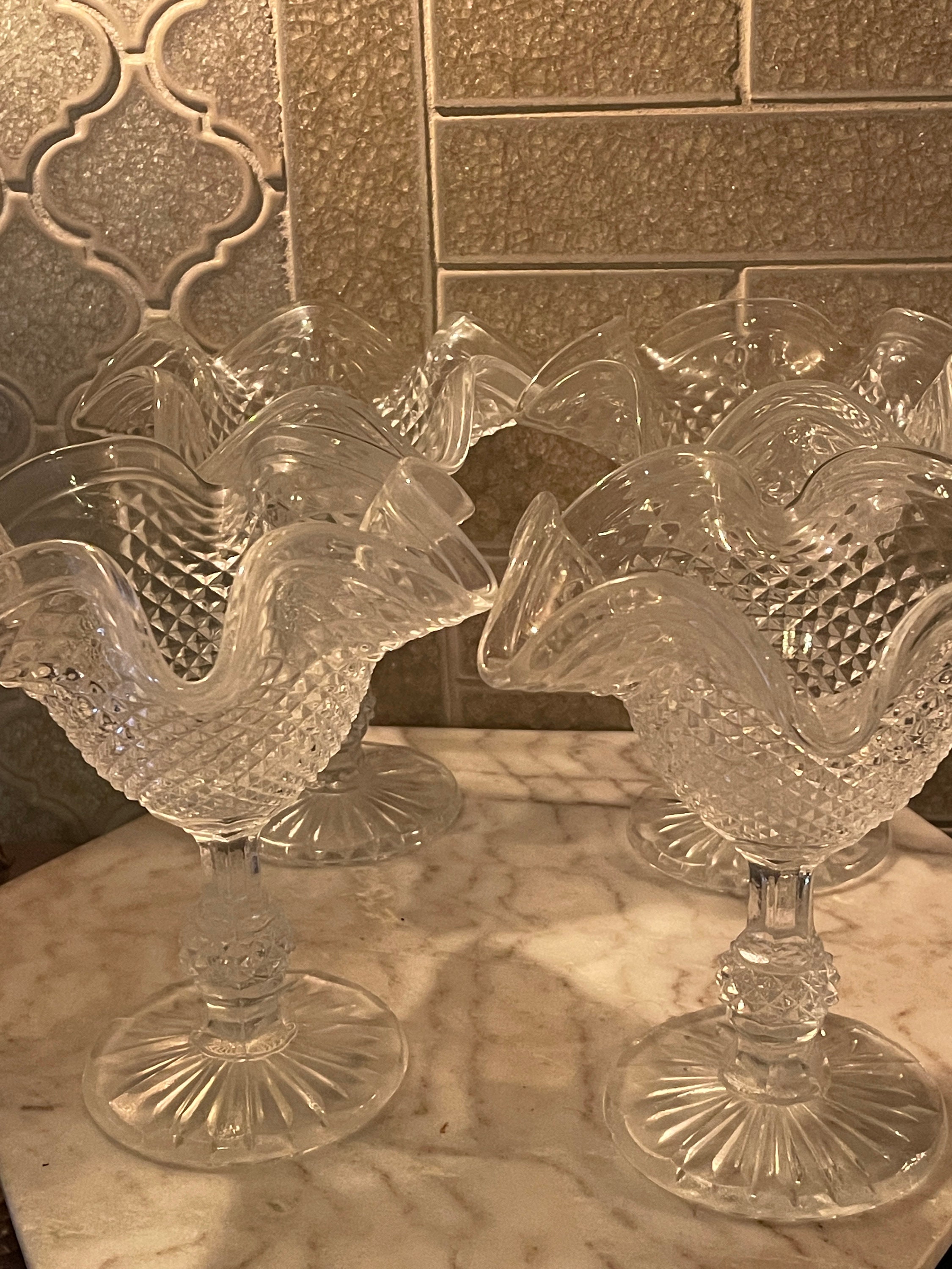 Vintage 4 FENTON Pedestal Dessert/candy Dishes With Ruffled - Etsy