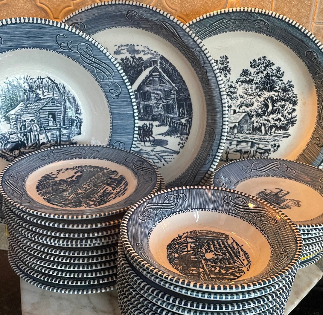 Currier and Ives Blue by ROYAL (USA) Dining and Serving Pieces - Etsy
