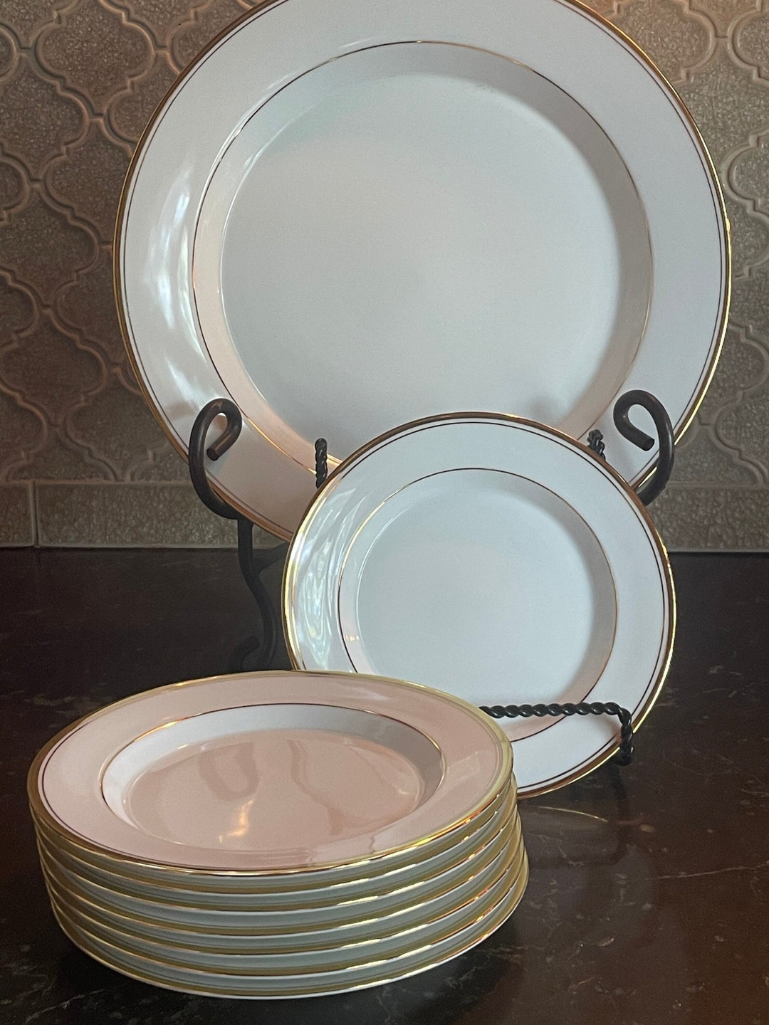 Dansk Concerto Gold Dessert Set - Large Serving/chop Platter and 8 ...