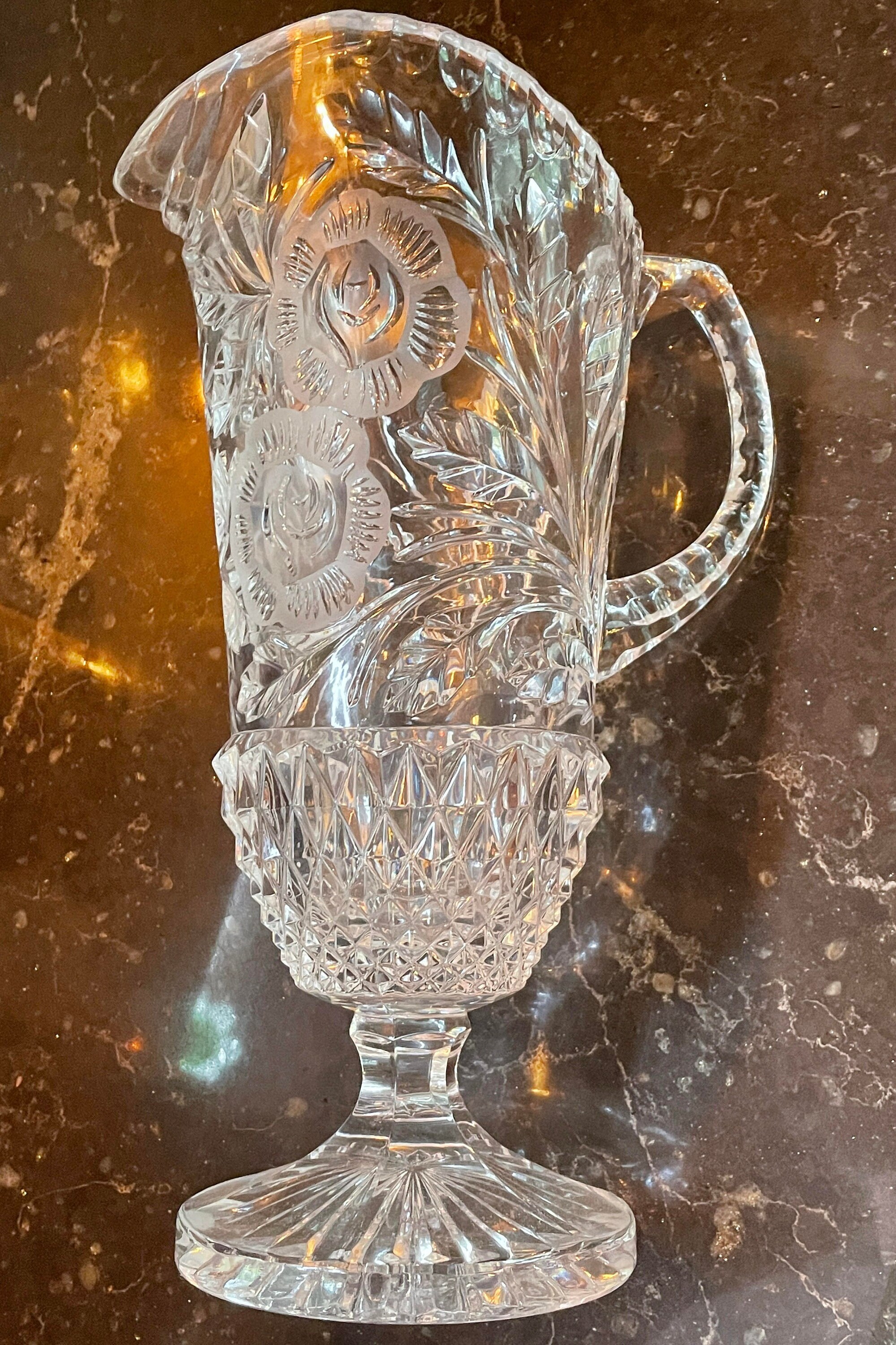 Antique Crystal Pitcher Pedestal - Etsy