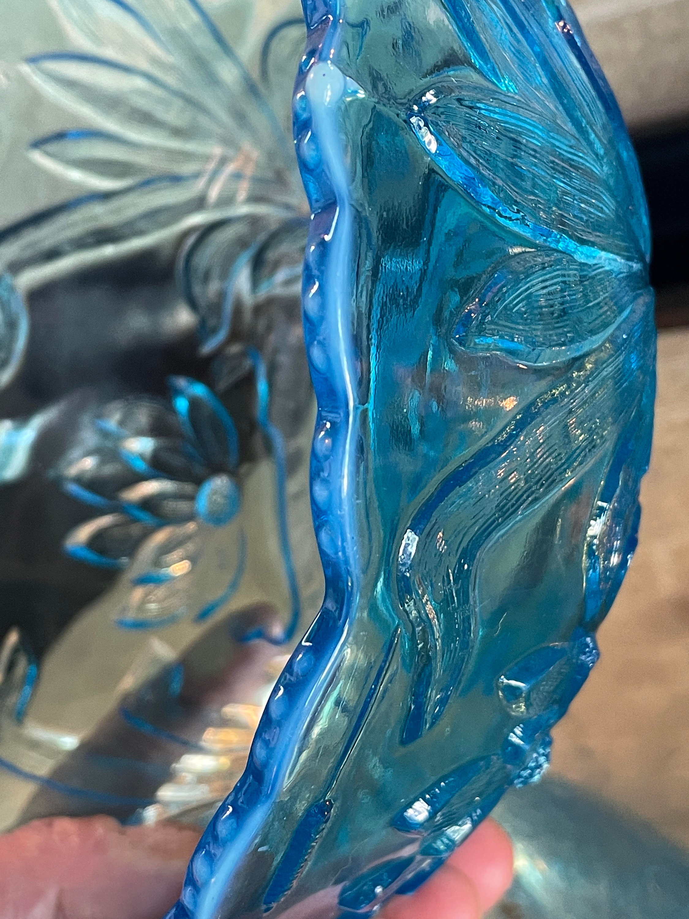 Antique Fenton Waterlily & Cattails Blue Opalescent Glass Bowl - Etsy