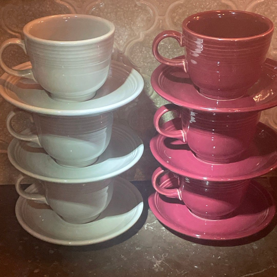 Fiesta Ware Lead Free Cup and Saucer in Cinnibar or Pearl Grey Fiesta ...
